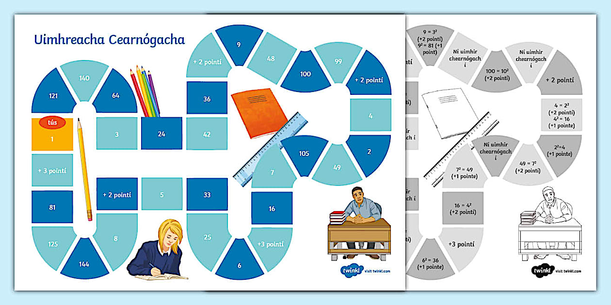 Squared Numbers Gaeilge Game (teacher made) - Twinkl
