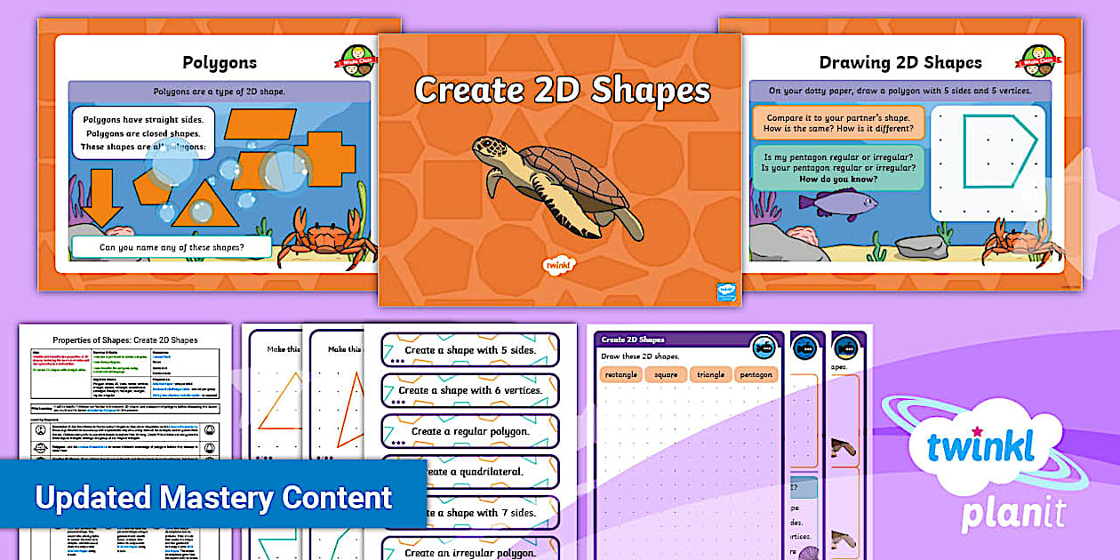 Y2 Describe 2D Shapes Draw 2D Shapes Planit Maths lesson 4