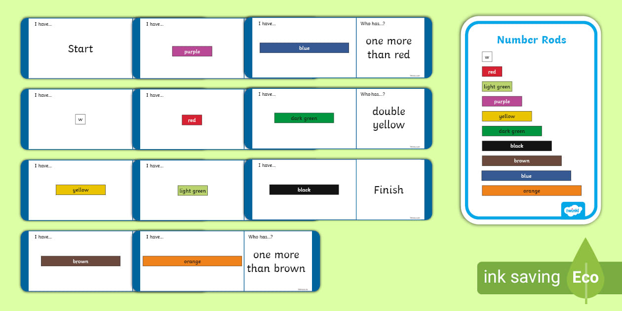 KS1 Number Rods Recognition Loop Cards