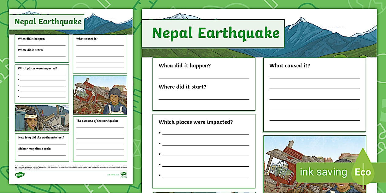 Nepal Earthquake Fact File Template (teacher made) - Twinkl