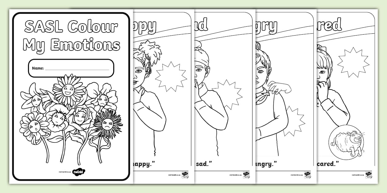 SASL Colour My Emotions Book (Teacher-Made) - Twinkl