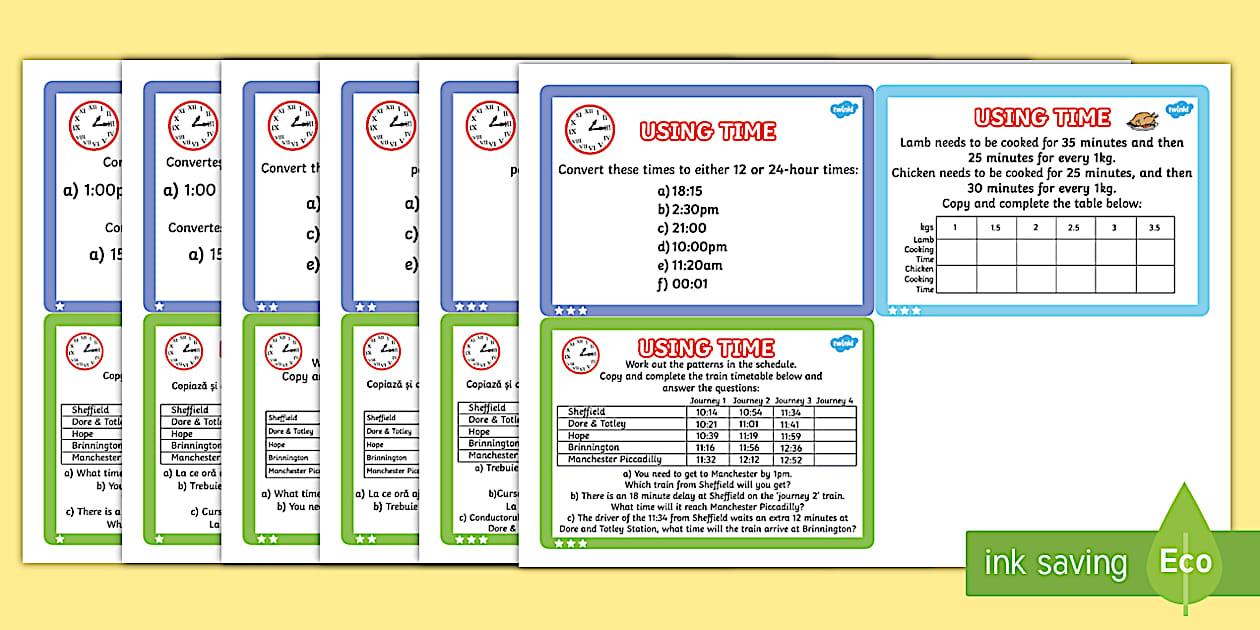 Higher Ability Using Time Maths Differentiated Challenge Cards