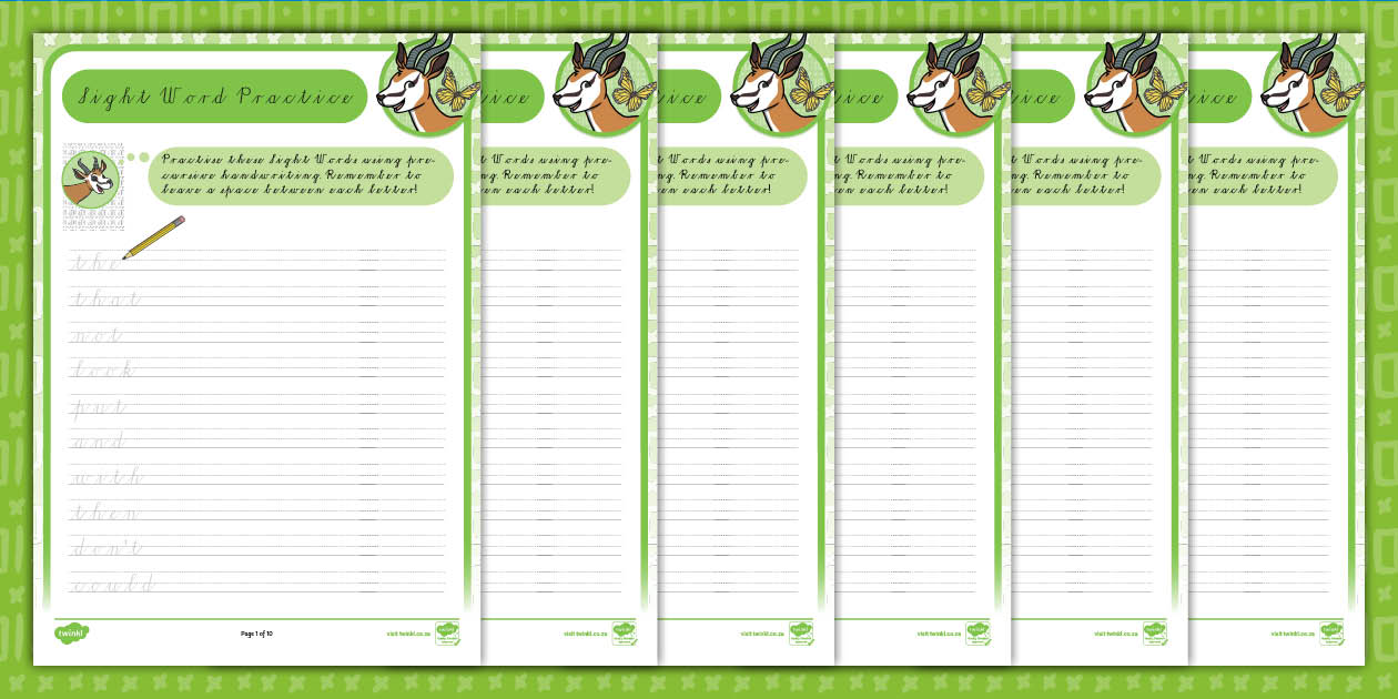 The Journey to Continuous Cursive: Sight Word Practice Sheets