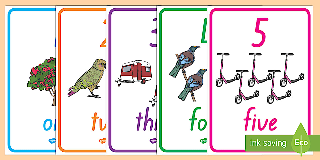 Number and Word Posters (0-20 with Images) Display Posters