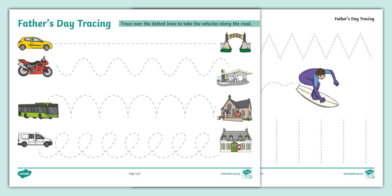 Father's Day Tracing Activity Sheets - Twinkl