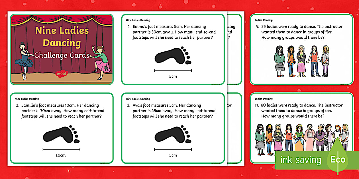 Nine Ladies Dancing Challenge Cards (teacher made) - Twinkl
