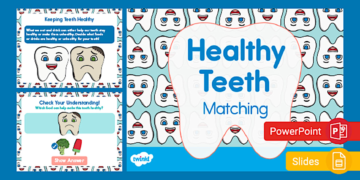 Healthy Teeth Matching Game PowerPoint & Google Slides for K-2nd Grade