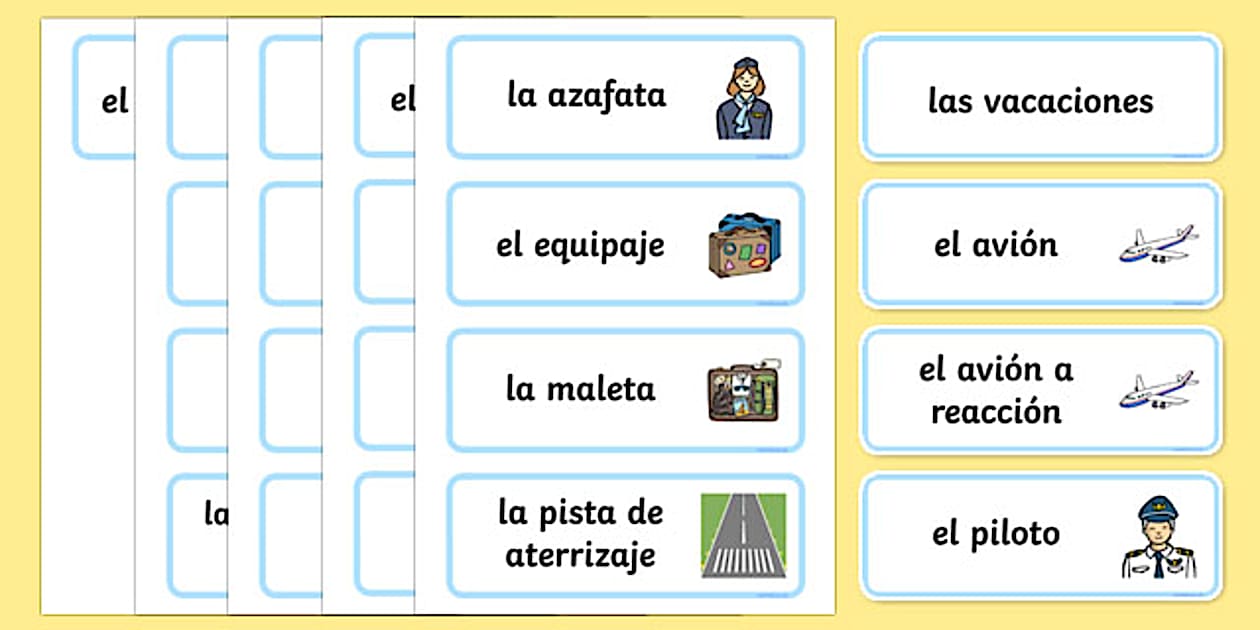 Tarjetas de vocabulario: Ir de vacaciones (teacher made)