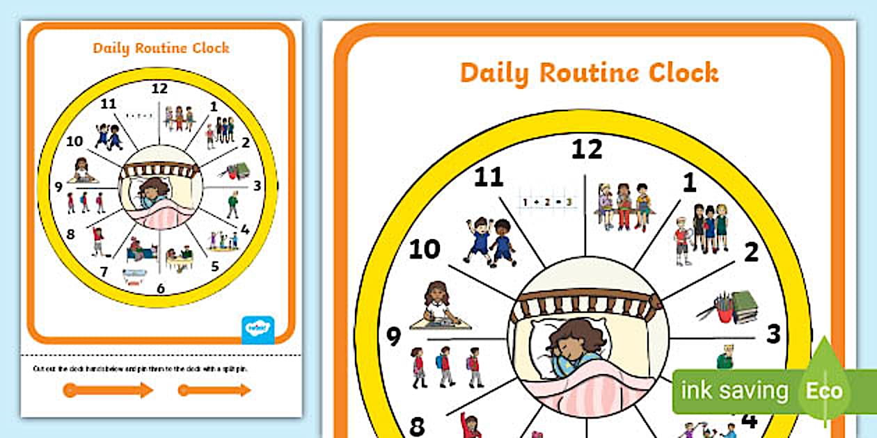 Daily Routine Clock A4 Display Poster | Time - Primary