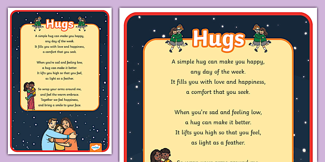 A Poem About a Hug Display Poster (teacher made) - Twinkl
