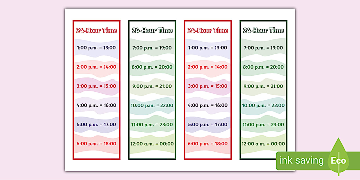 👉 24-Hour Time Bookmarks (teacher made) - Twinkl