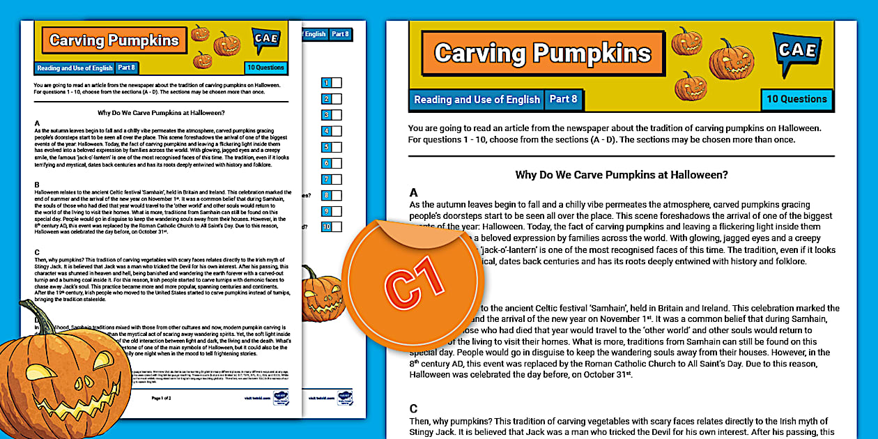 C1 Advanced(CAE) Reading&Use of English P8 Carving Pumpkins