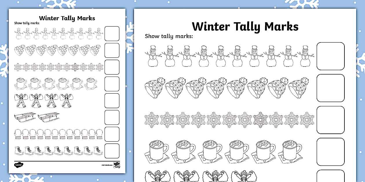 Winter Tally Marks Activity Sheet (teacher made) - Twinkl