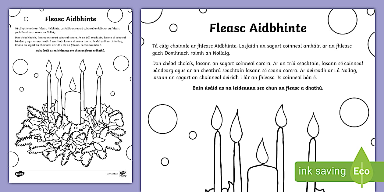 Fleasc Aidbhinte Bileog Gníomhaíocht (teacher made)