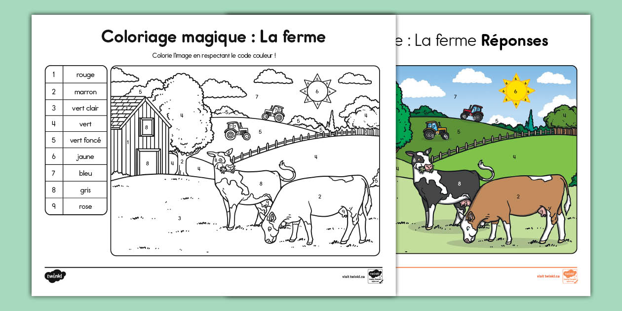 Coloriage magique : La ferme - Twinkl Maths (Teacher-Made)