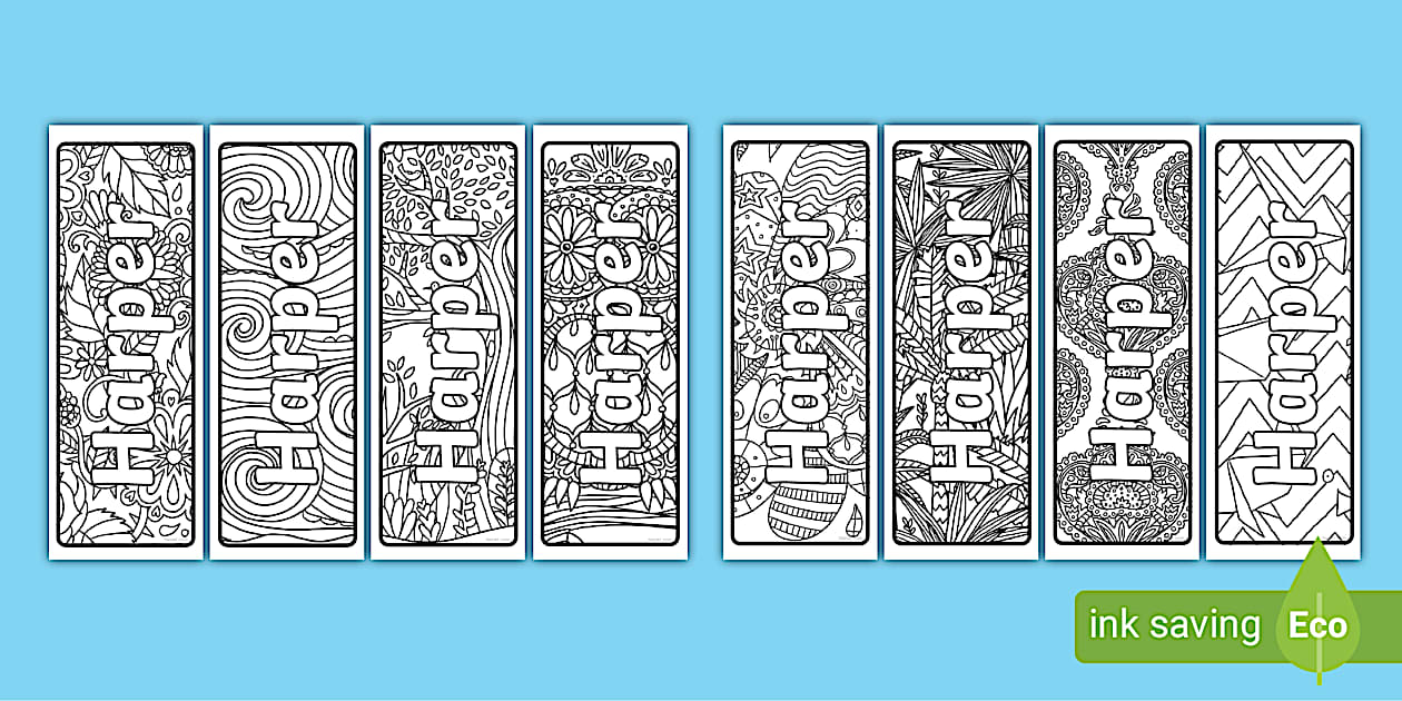 Harper Mindfulness Name Colouring Bookmarks - Twinkl