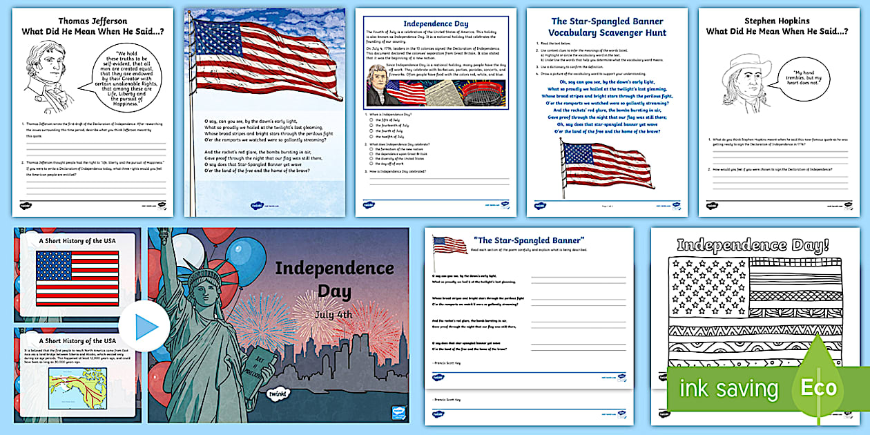 Independence Day Worksheets Pack for Grades 3-5 | Twinkl USA