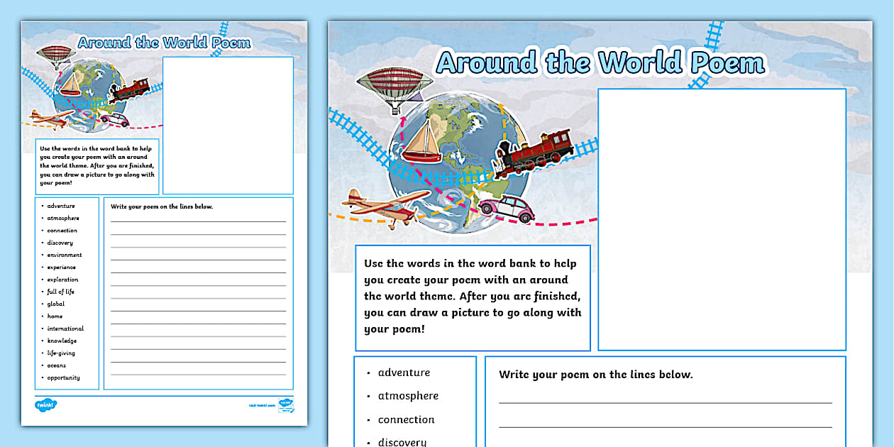 Around the World Poem Writing Template (teacher made)