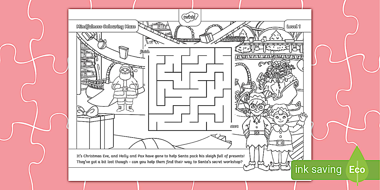 Christmas Mindfulness Colouring Maze – L1 – Twinkl
