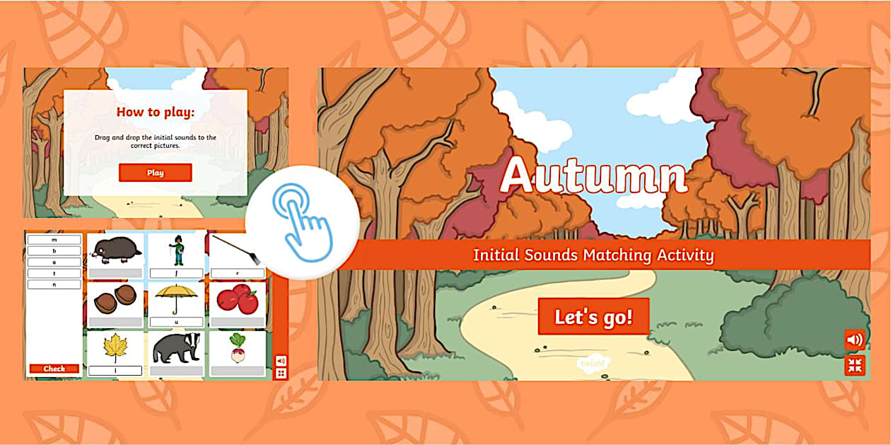 Kindergarten Autumn Initial Sounds Matching Activity | Twinkl