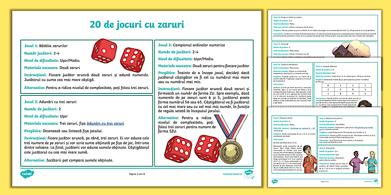 20 de jocuri cu zaruri (Teacher-Made) - Twinkl