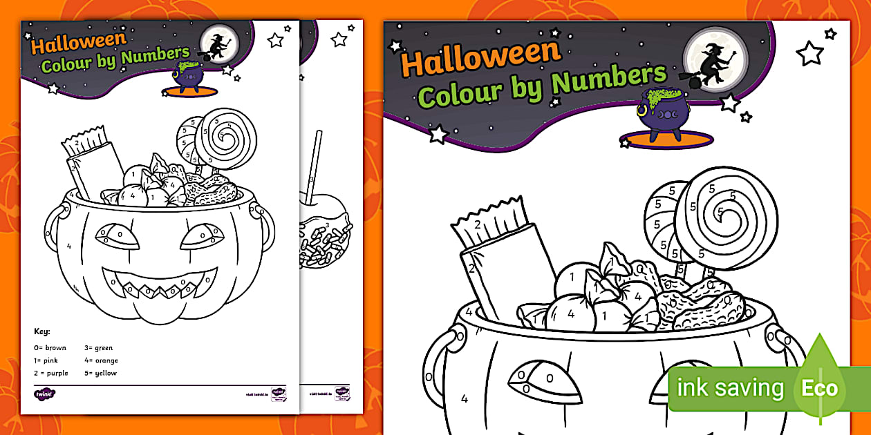 Halloween Colour by Numbers Addition to 5 (teacher made)