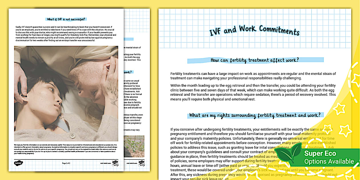 IVF and Work Commitments (Teacher-Made) - Twinkl