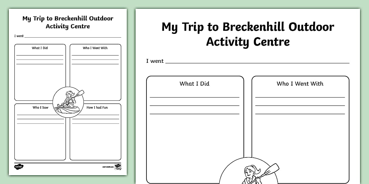 Breckenhill Outdoor Activity Centre Trip Recount Sheet