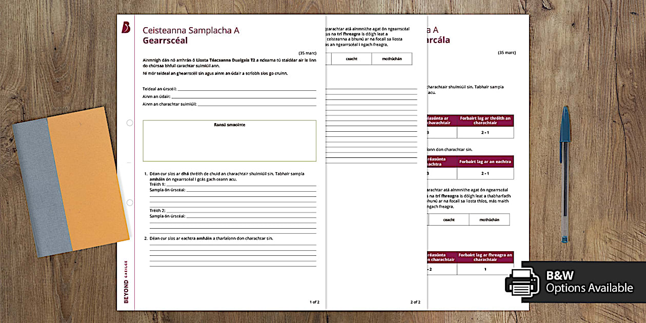 Ceisteanna Samplacha A Gearrscéal (Hecho por educadores)