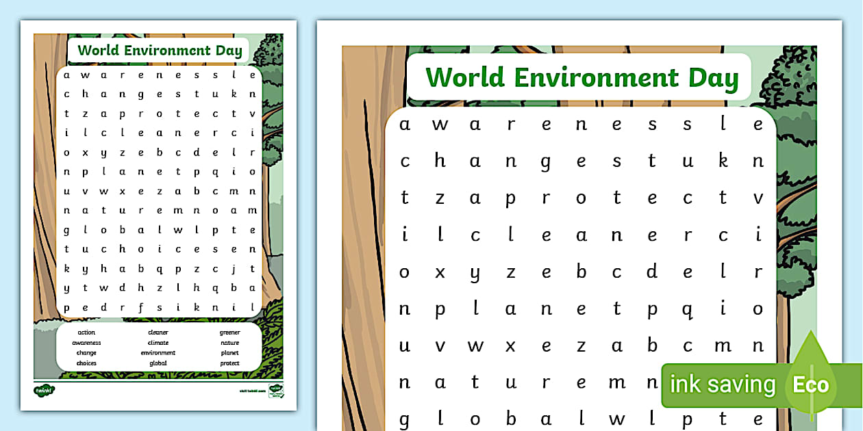 KS1 World Environment Day Word Search (teacher made)