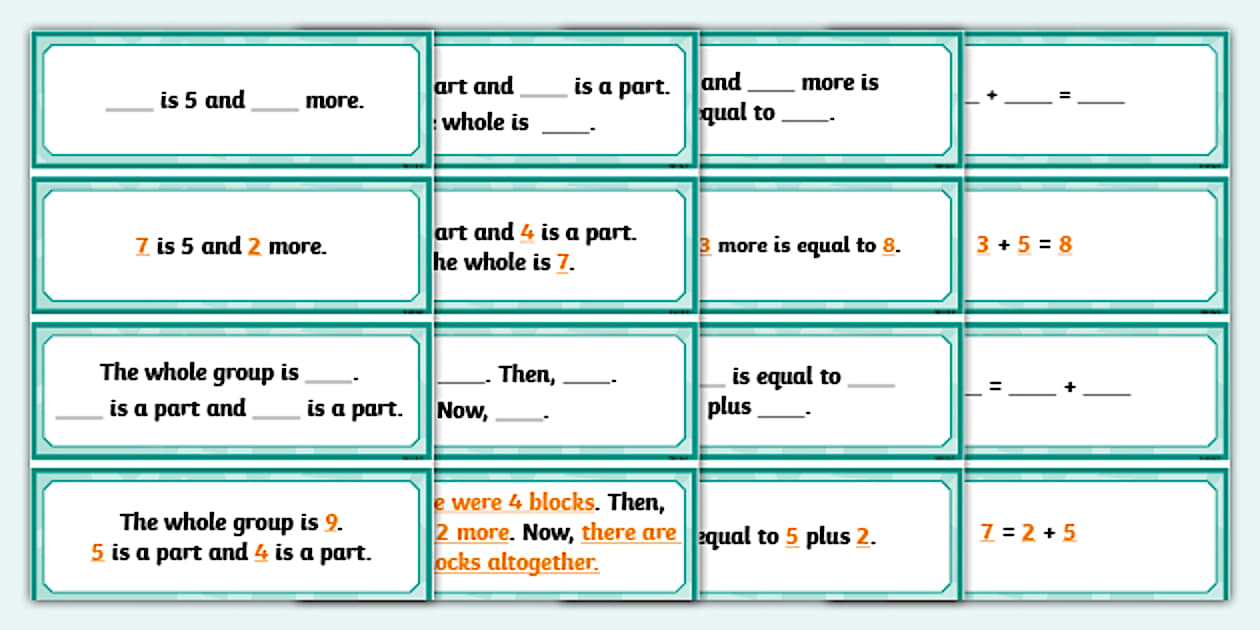 👉 Y1 Addition and Subtraction Stem Sentences - Twinkl