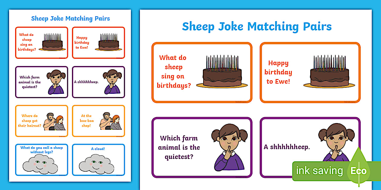 Sheep Joke Matching Pairs (teacher made) - Twinkl