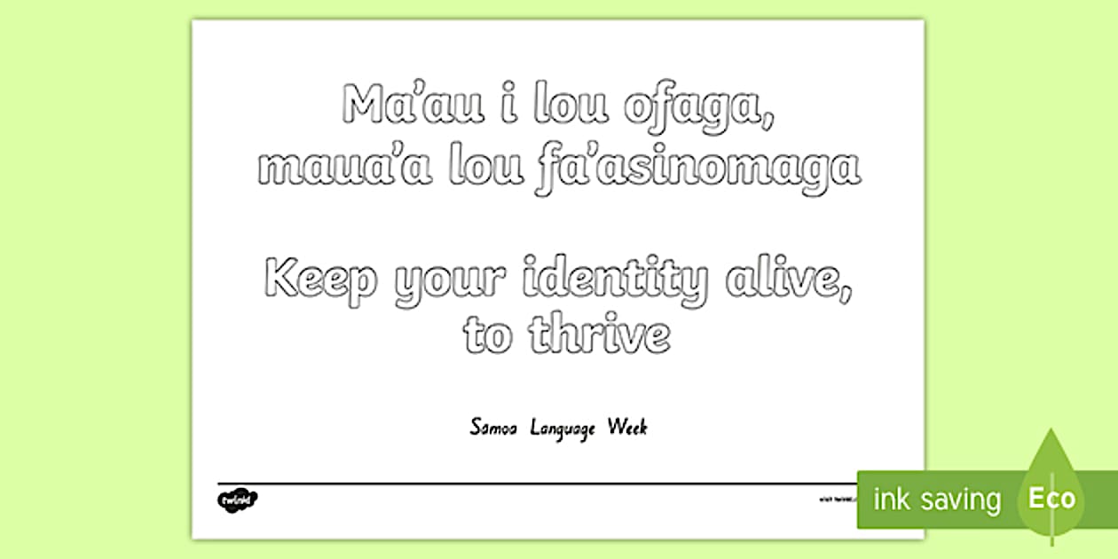Bilingual Samoan Language Week Colouring Page (teacher made)
