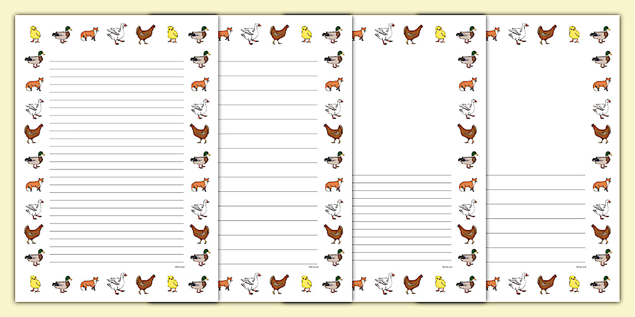 Editable Chicken Licken Page Borders (teacher made) - Twinkl