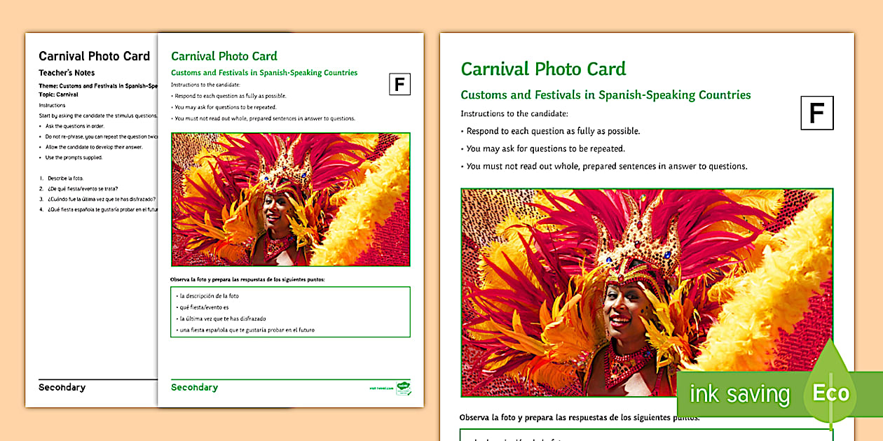 Editable Carnival Foundation Tier Photo Card Activity Spanish