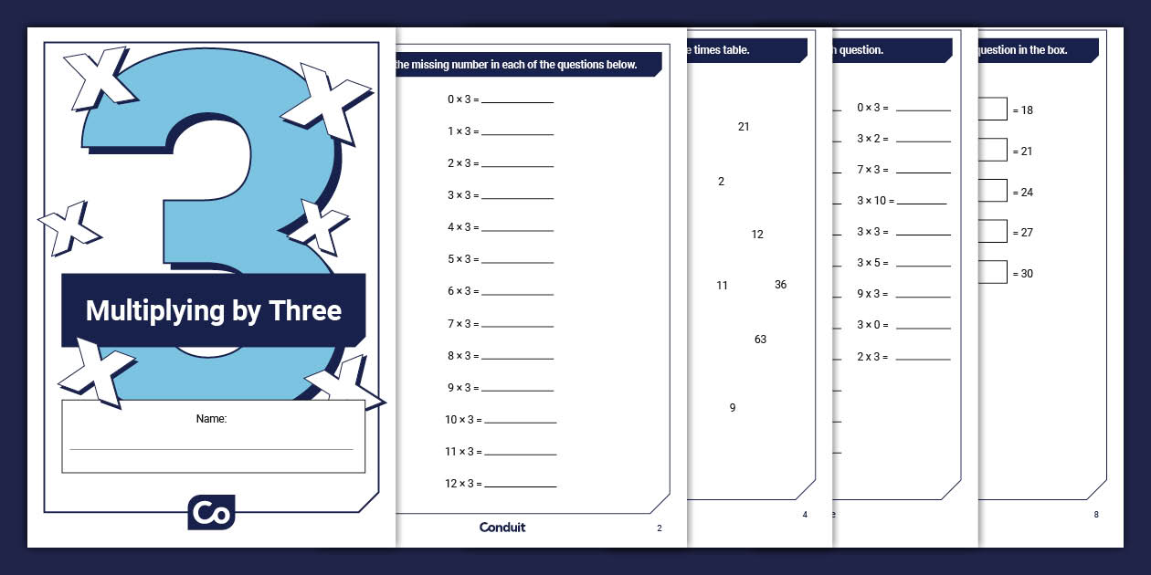 Multiplying By 3 Activity Booklet (teacher made) - Twinkl