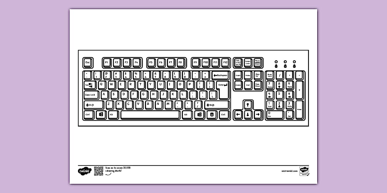 Long Keyboard Colouring Sheet | Colouring Sheets