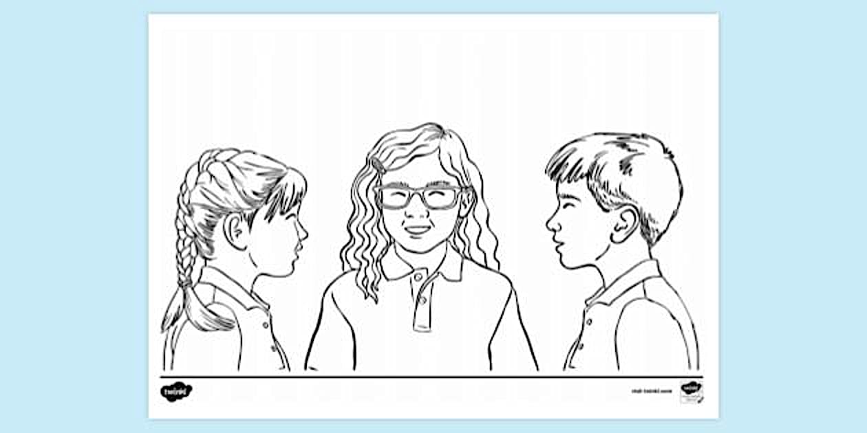 Talking Children Colouring Sheet | Colouring Sheets - Twinkl