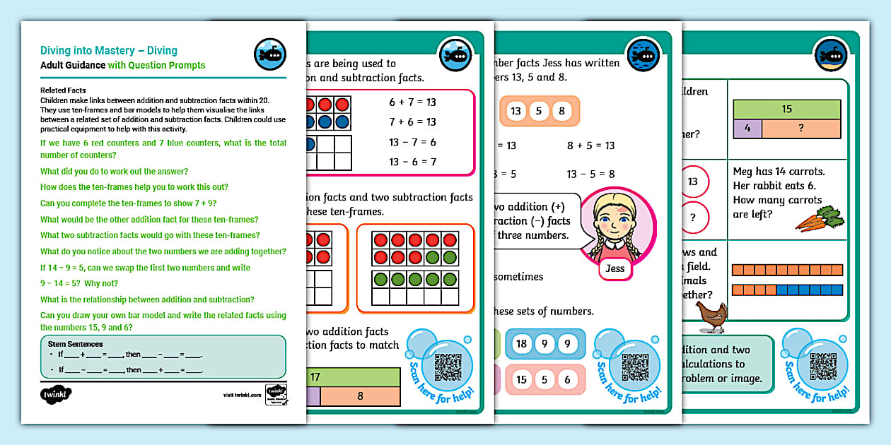 👉 Year 1 Diving into Mastery: Related Facts Activity Cards