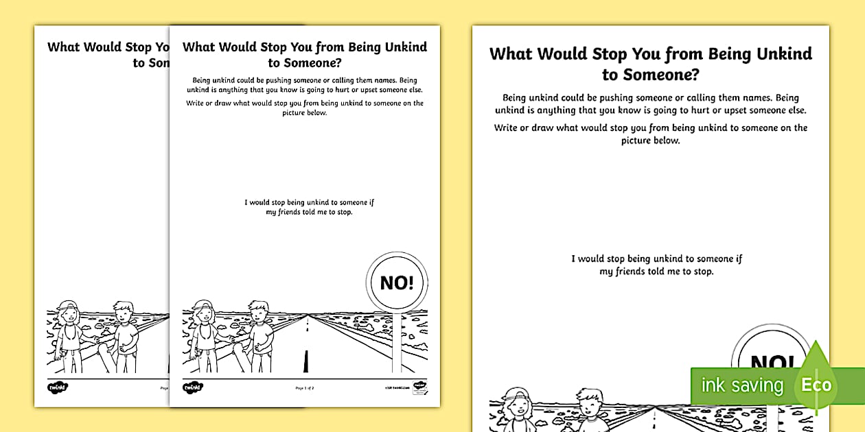 What Would Stop You from Being Unkind? Worksheet - Twinkl