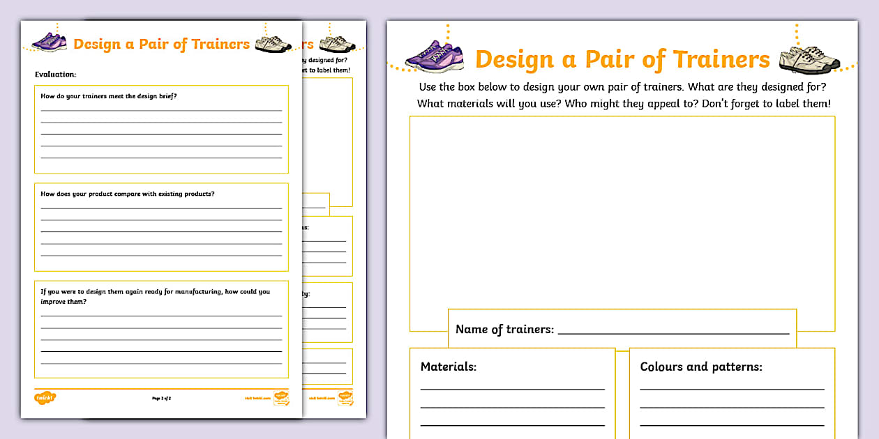 Design a Trainer Worksheet (teacher made) - Twinkl