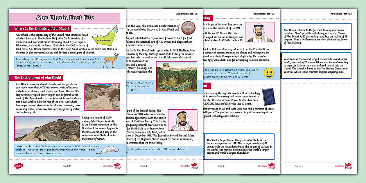 Abu Dhabi Fact File (teacher made) - Twinkl