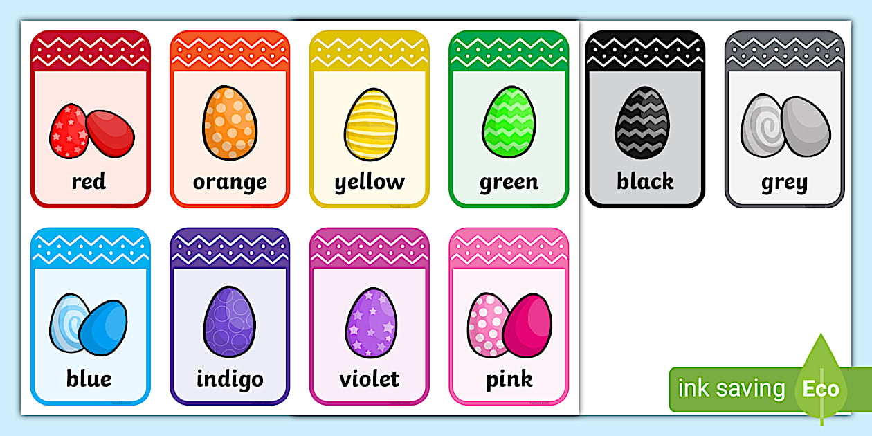 Color Words on Easter Eggs Flashcards (Teacher-Made)