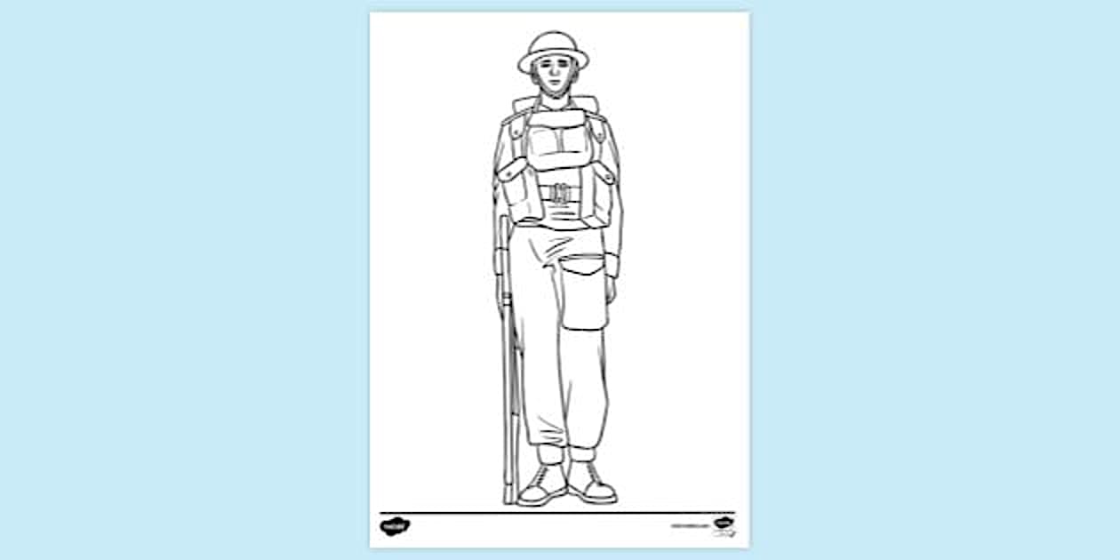WW2 Colouring Page Soldier | Colouring Sheets - Twinkl