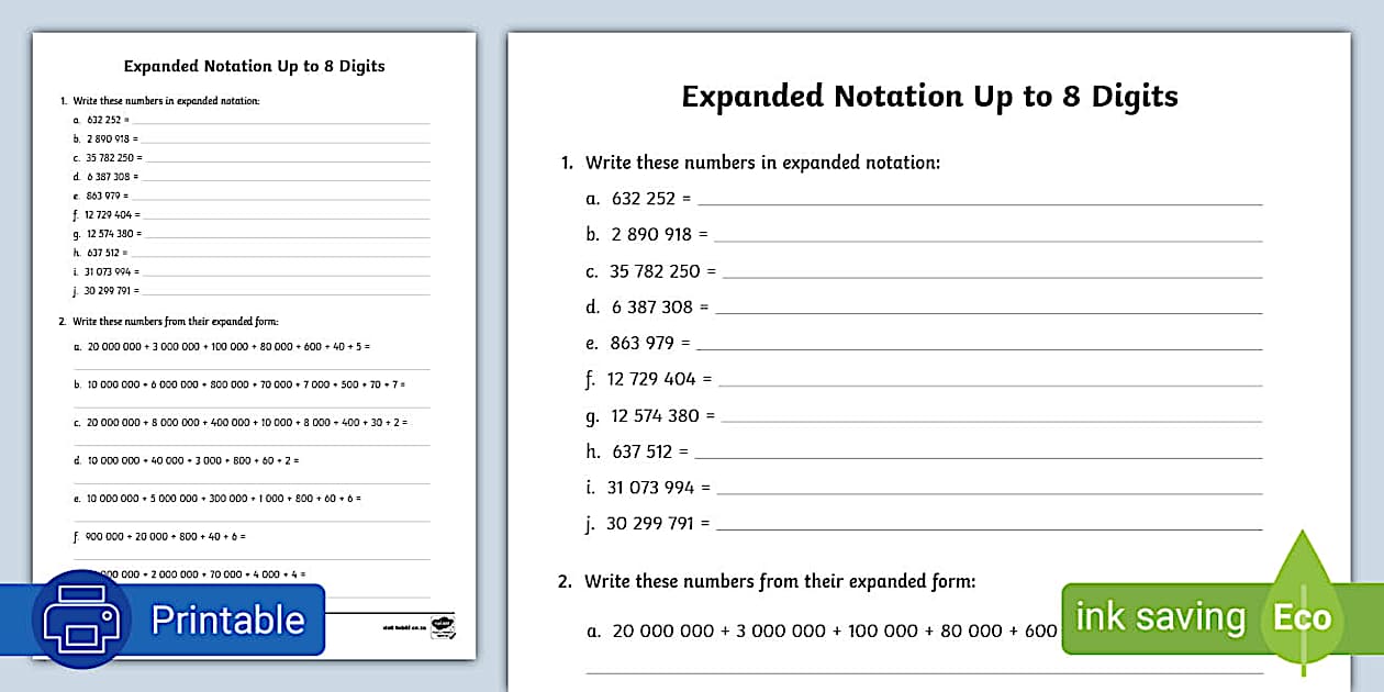 Expanded Notation Worksheet - Twinkl South Africa - Twinkl