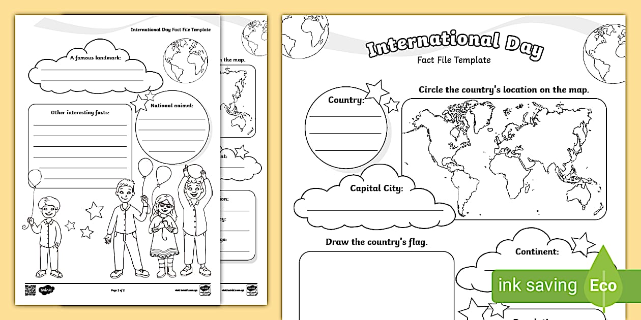 International Day Country Fact File Template (teacher made)