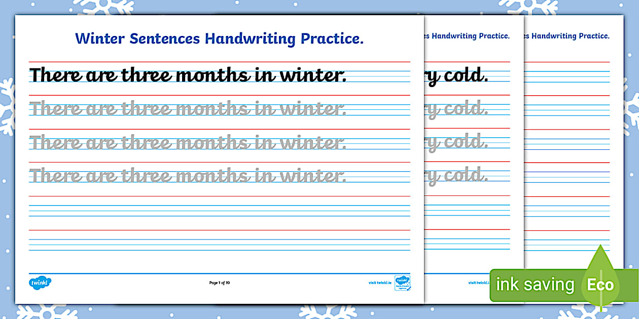 Winter Sentences (Handwriting Practice). (Teacher-Made)