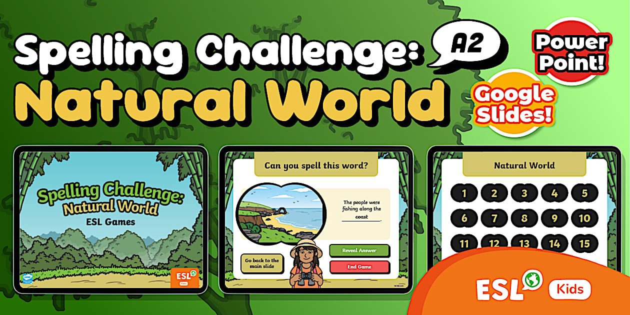 ESL Spelling Challenge: Natural World Game