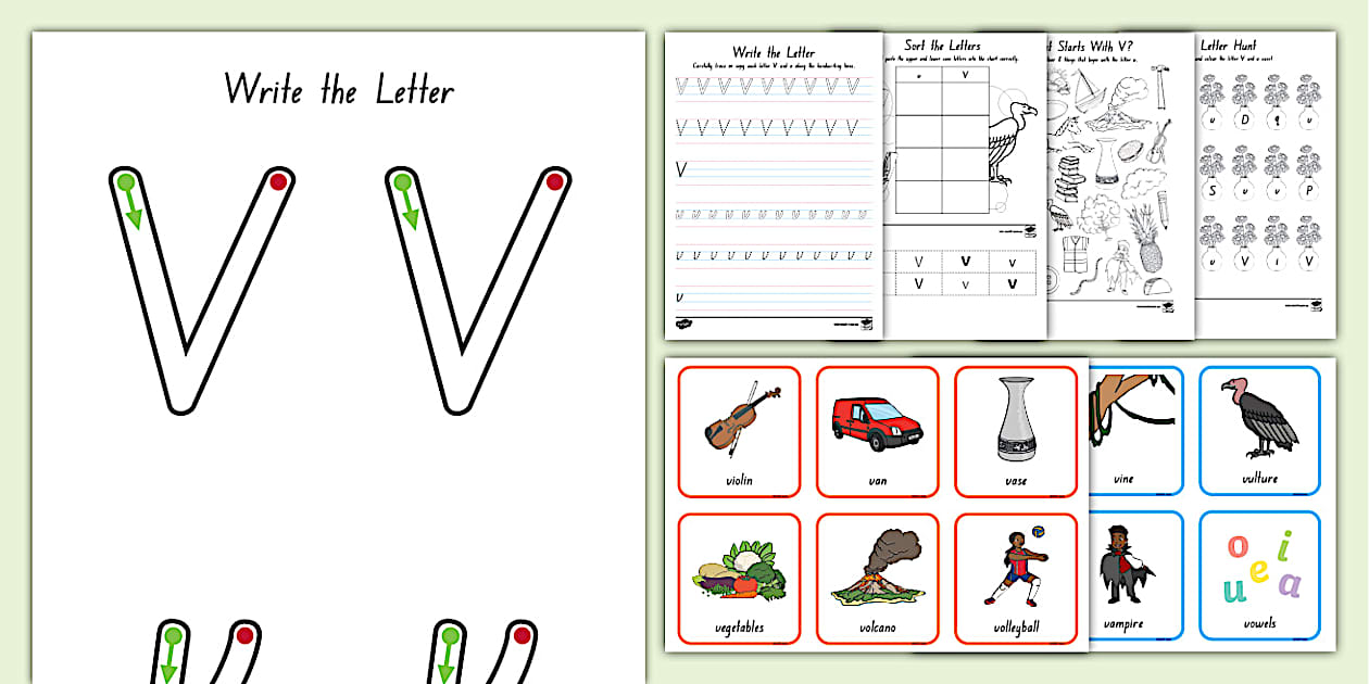 Letter V Handwriting Activity Pack (teacher made) - Twinkl