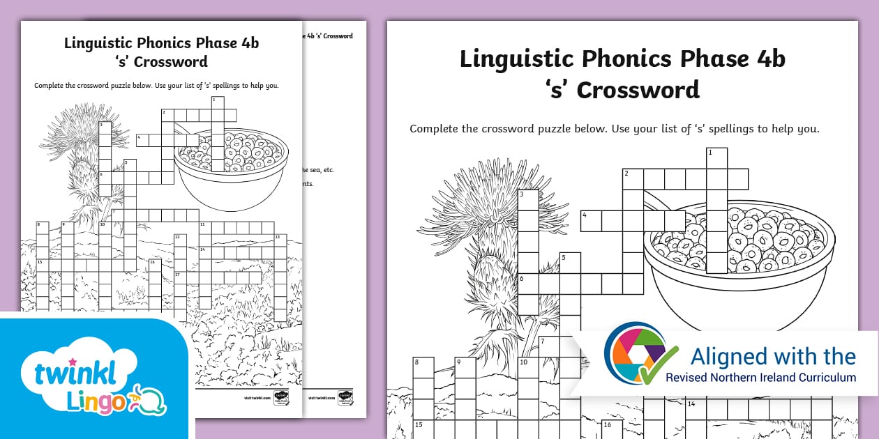 Linguistic Phonics Phase 4b 's' Crossword